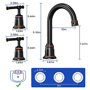 Classical 8 inch Bathroom Faucet, Bathroom faucets for Sink 3 Holes, Widespread Brushed Nickel Bathroom Faucet with Pop Up Drain and cUPC Lead-Free Hose (Oil Rubbed Bronze 1 Packs)