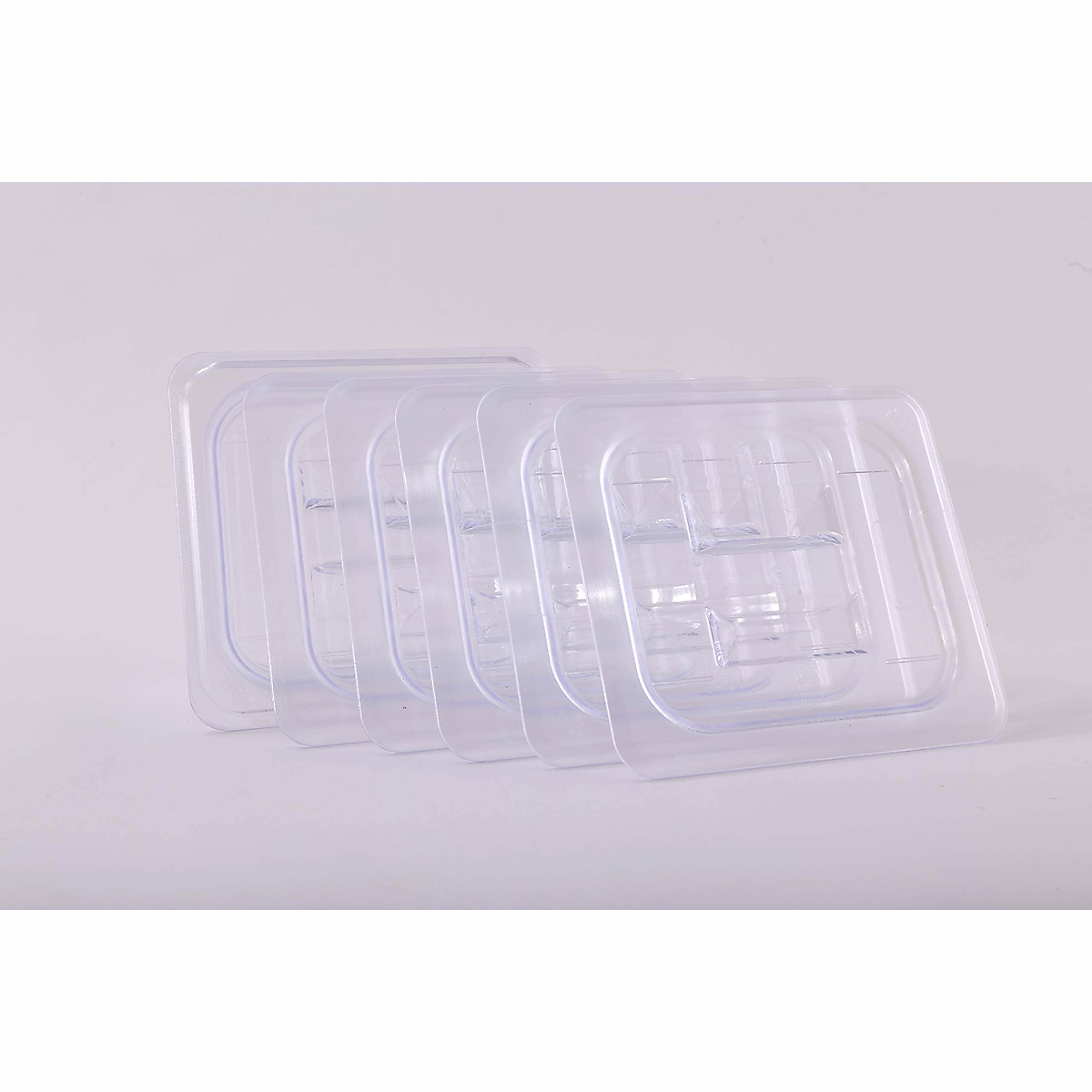 EASYROSE 6-Pcs Food Pan Lid 1/6 Size Clear Polycarbonate Hotel Pan Cover with handle