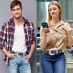 LCG LUCHENGYI Women Rhinestone Belt, Bling y2k Western Cowgirl Men Cowboy Leather Studded Belts for Jeans Pants