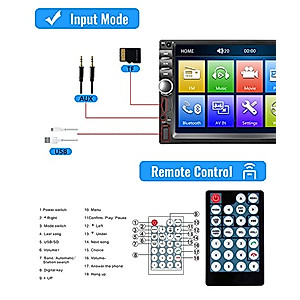 Car Radio Double Din Car Stereo, Rimoody 7 Inch Touch Screen Car Radio with Bluetooth Mirror Link USB FM Radio Audio Receiver Head Unit with Backup Camera Remote Control
