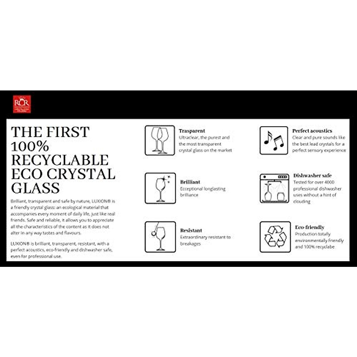 RCR Cristalleria Italiana Crystal Glass Drinkware Set (Wine Goblet (7.75 oz) - 4 Piece)