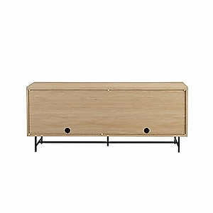 Walker Edison Modern Scandinavian Fluted Door Kitchen Storage Sideboard Buffet Cabinet Console, 69 Inch, Coastal Oak/Black