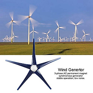 Wind Turbine Generator, Windmill Generator 800W Wind Turbine Businesses 5 Blade Wind Controller Turbine Generator Kit for Boats, Terraces, Cabins or Home(Blue 48V)