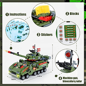 1552 PCS City Military Tank Building Blocks Set, Army Tank T-90 Toy Kit with Helicopter,Airplane, Boat,Vehicles and Storage Box,Pretend WW2 Military Roleplay Toy Birthday Gifts for Boys Girls Age 6-14