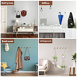 DIGHEIGG Wood Coat Rack Wall Mount, Wall Hooks Boho Wall Decor Aesthetic, Heavy Duty Coat Hooks Wall Mounted for Hat Towel Purse Robes Mudroom Entryway (Beech Wood, 5 Pack)