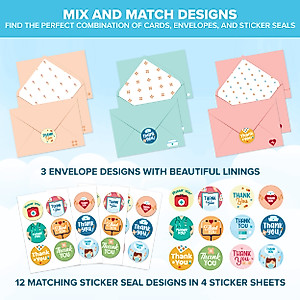 Decorably Thank You Cards with Envelopes & Stickers - 24 Pack Nurse Thank You Card, Blank Inside Medical Thank You Cards for Nurses Week Cards, 6x4in Nurse Thank You Cards for Medical Staff