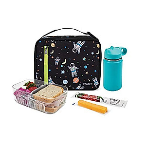 PackIt Freezable Classic Lunch Box, Spaceman, Built with EcoFreeze Technology, Collapsible, Reusable, Zip Closure With Zip Front Pocket and Buckle Handle, Perfect for Healthy Lunches