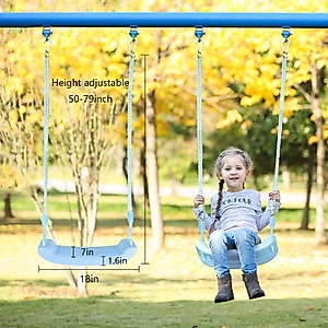 Plastic Swing Seat with Rope, Kids Tree Swings for Swing Set, Great for Backyard,Outdoor,Indoor,Playground,Sky Blue for Boy