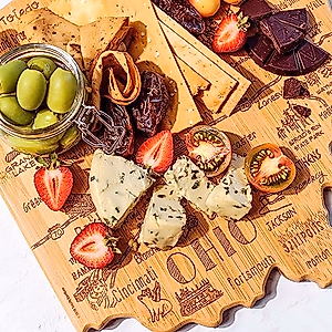 Totally Bamboo Destination Ohio State Shaped Serving and Cutting Board, Includes Hang Tie for Wall Display