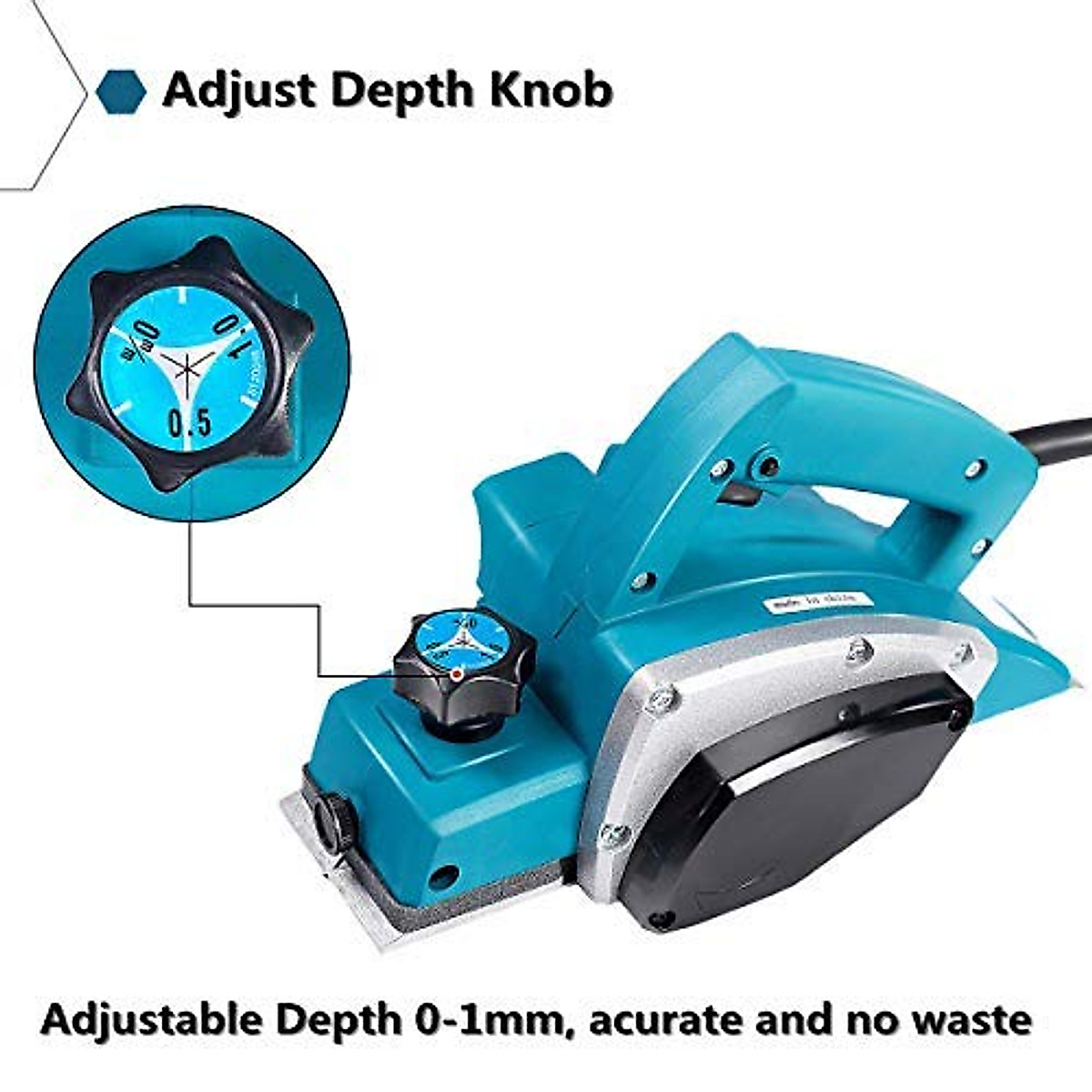 Electric Hand Planer Kit, 110V 800W Powerful Portable Electric Wood Planer Hand Held Woodworking Power Tool for Carpenter Woodworking Home DIY Furniture, US Plug