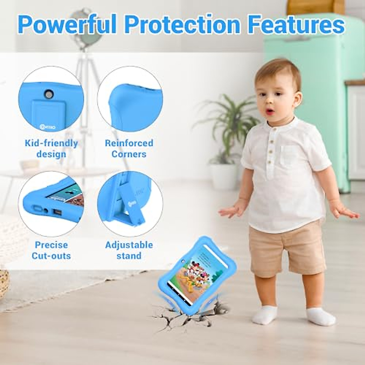 Contixo 7" Android Kids Tablet 32GB, Includes 50+ Disney Storybooks & Stickers (Value $200), Protective Case with Kickstand, (2023 Model) - Blue