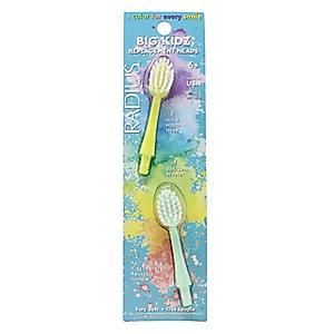 RADIUS Big Kidz Forever Brush Replacement Heads for Children, 6 Years and Up, BPA Free ADA Accepted for Growing Teeth and Gums, 2 Heads - Extra Soft (3 Count)