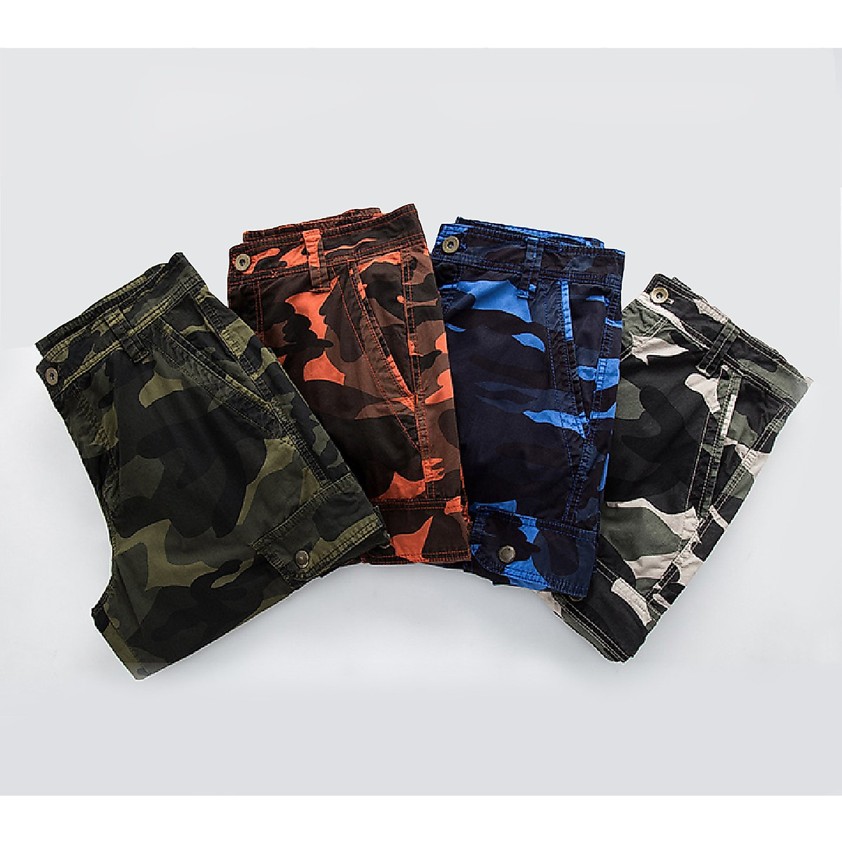 AOYOG Men's Camo Cargo Shorts Relaxed Fit Multi-Pocket Outdoor Camouflage Cargo Shorts Cotton