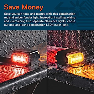 TRUE MODS 2pc 7" Amber + Red LED Trailer Fender Light Set [DOT Approved] [SAE P2] [IP67 Waterproof] Trailer Clearance Marker Lights for Boat Utility Trailer Hauler Car