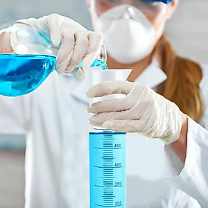 Akamino 4 Packs 500ml Plastic Graduated Cylinder,Transparent Measuring Cylinder Set with Pour Spout, 2-Sided Making Plastic Lab Test Tube for Science Projects, Laboratory Supplies