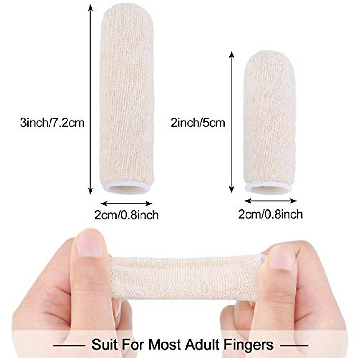 50 Pieces Finger Cots, Finger Toe Sleeves, Thumb Protector, Fingertips Protective, Cushion, Moisture-Wicking (Short 2 Inch and Long 3 Inch)