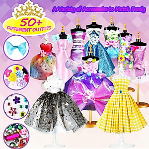 AMOPRO Fashion Designer Kit for Girls, 800PC+ Creativity DIY Arts & Crafts Design with 5 Mannequins, Learning Toys Doll Clothes Making Sewing Kit for Kids Ages 8-12+ Birthday Girls Gift