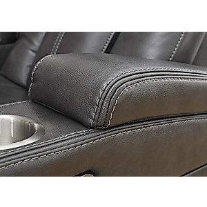 Signature Design by Ashley Turbulance Power Reclining Loveseat with USB Charging Port, Dark Gray