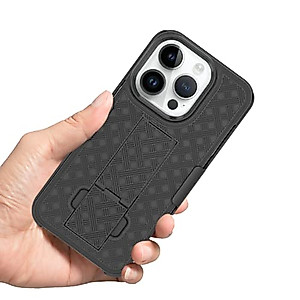 Fingic Compatible with iPhone 14 Pro Max 5G Holster Case Combo Shell Slim Rugged Case with Kickstand Swivel Belt Clip Holster Shockproof Cover for iPhone 14 Pro Max 5G (6.7 inch) 2022, Black