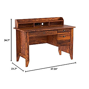 OneSpace Eleanor Executive Desk Wood Grain, Golden Cherry