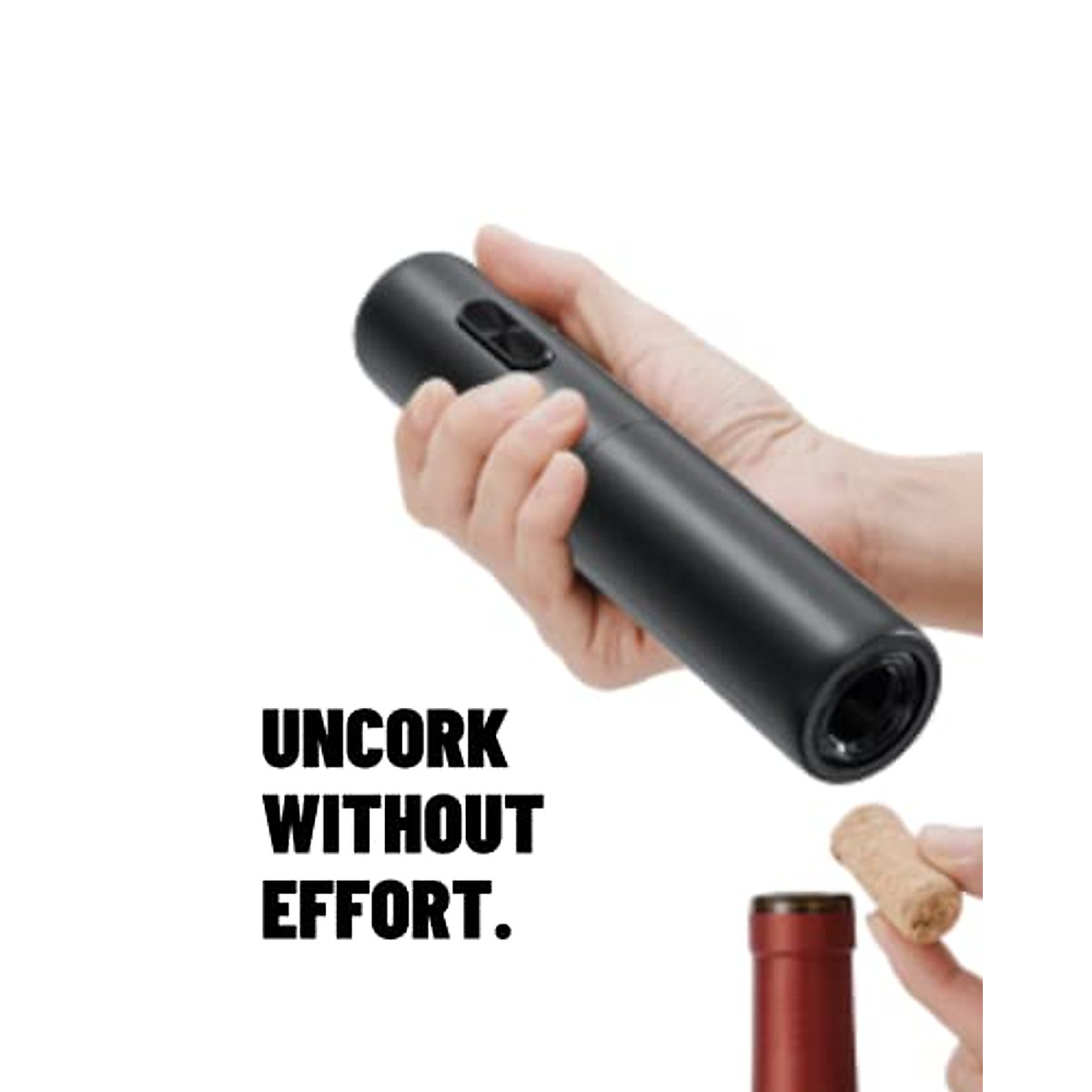 SonicPower Electric Wine Opener Set, Uncork without Effort, Open Serve & Preserve Attachments, Battery Operated, Sleek Black Finish