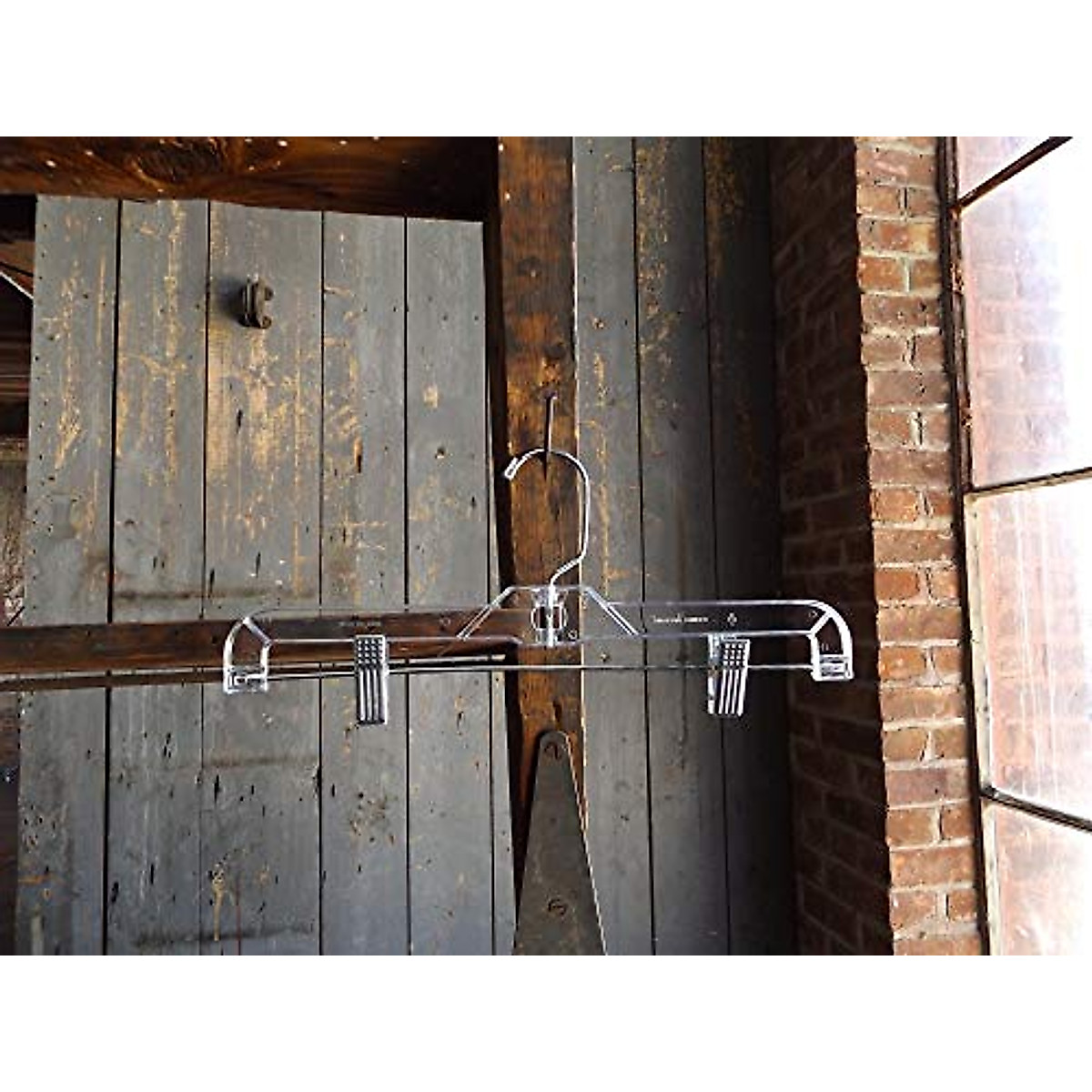 NAHANCO 600RCLH Plastic Skirt/Pant Hanger with Long Metal Swivel Hook and Pinch Clips, Heavy Weight, 14", Clear (Pack of 100)