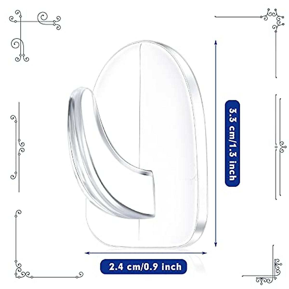Jetec 60 Pieces Clear Adhesive Hooks Transparent Wall Hooks Christmas Window Hanger Ring Hanger Adhesive Hanging Hooks with Non Marking Sticker for Kitchen Bathroom Bedroom Office