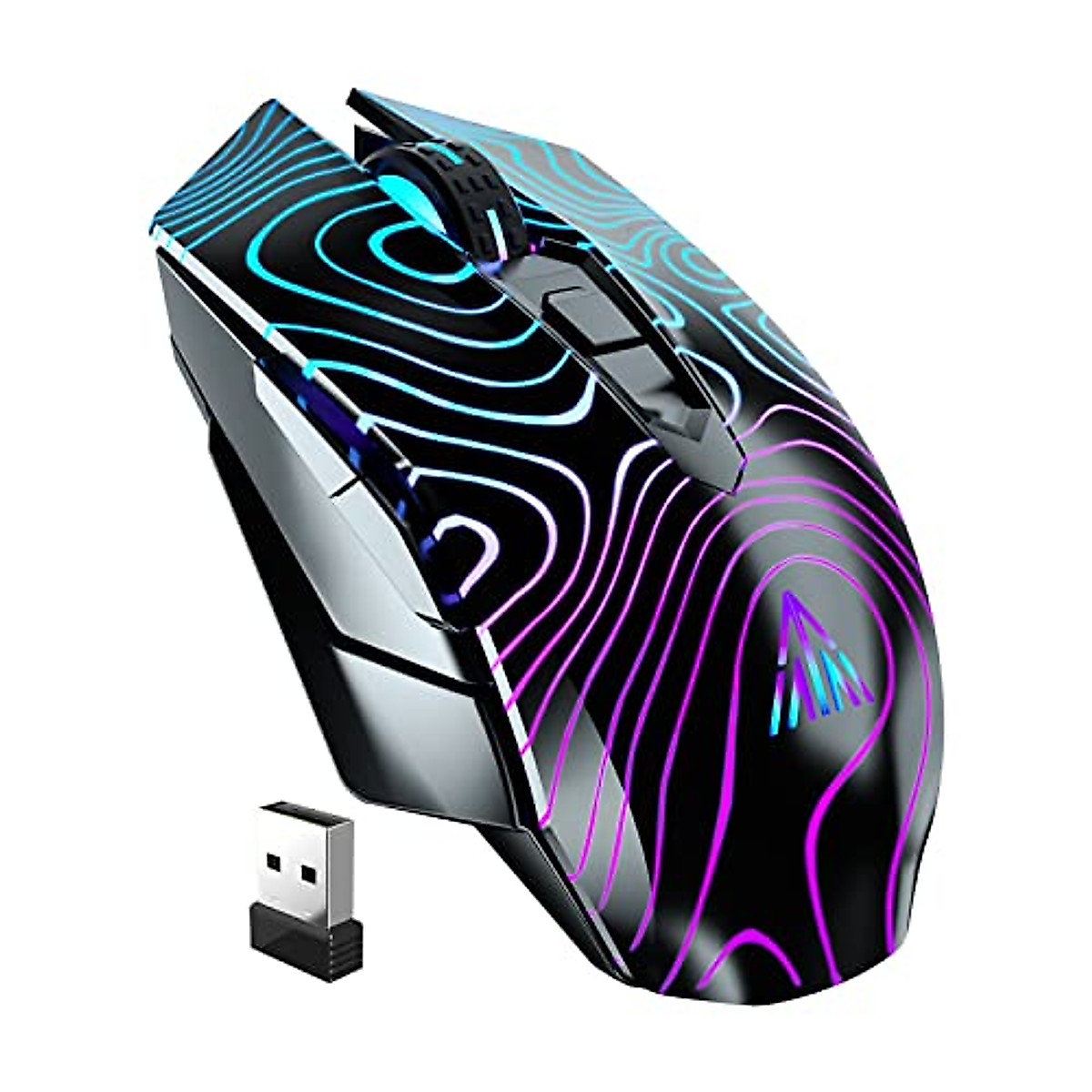 SOLAKAKA SM10 RGB Wireless Gaming Mouse with Tri-Modes (BT5.0+BT5.0+2.4GHZ),Rechargeable Wireless Mouse for Laptop/PC/Windows/Mac,Black