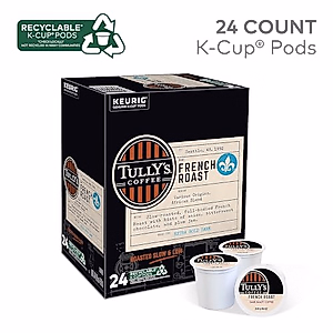 Tully's Coffee French Roast, Single-Serve Keurig K-Cup Pods, Dark Roast Coffee, 24 Count
