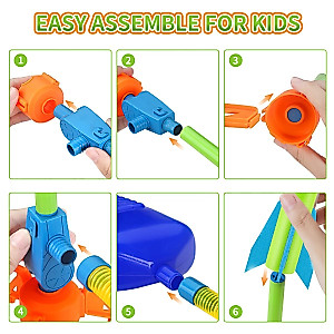 Banvih Toys Rocket Launcher for Kids, for Ages 3 4 5 6 7 8+ Years Old, Stomp Outdoor Toys Games, Toddler Boys Birthday Gifts, 6 Foam Air Rockets, Launch up to 120+ft