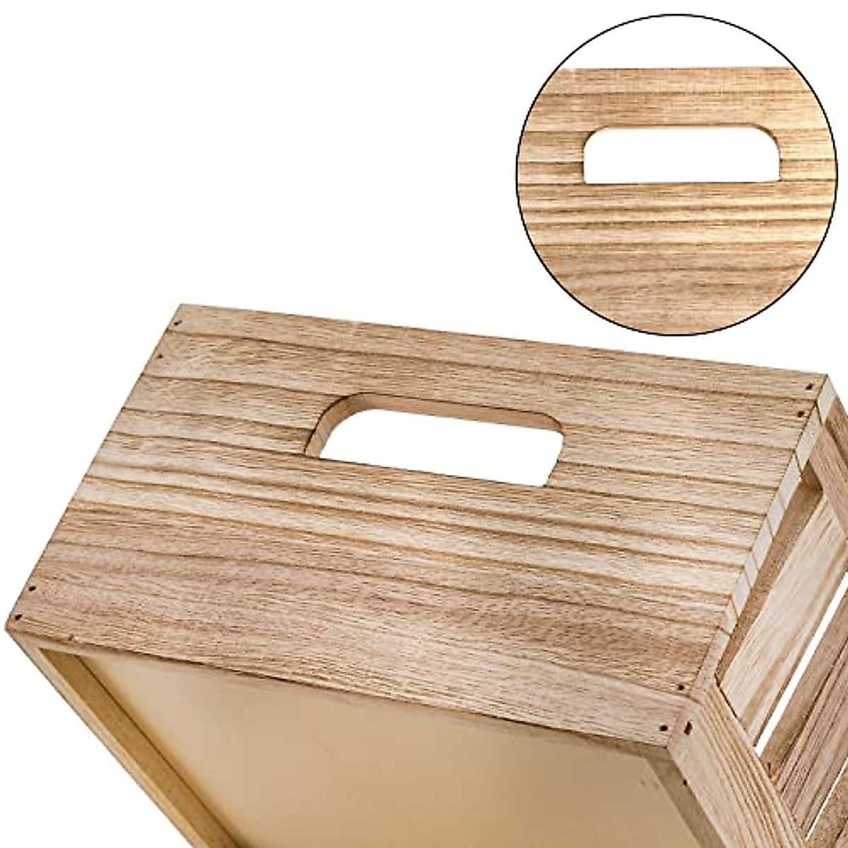 Nicunom Set of 3 Wood Nesting Crates with Handle, Rustic Wooden Decorative Crates, Wood Storage Crates, Wood Storage Boxes Containers for Display and Organization