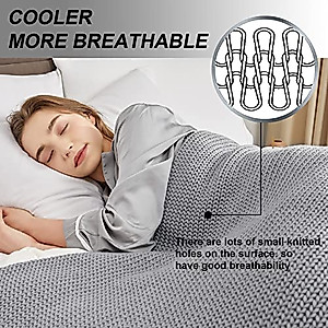 L'AGRATY Knitted Weighted Blanket - 60"x80" 15lbs Cooling Chunky Knit Heavy Blanket for Adults Braided Crochet Throw Thick Cable Yarn Knit Decorative Blanket No Beads Evenly Weighted Machine Washable