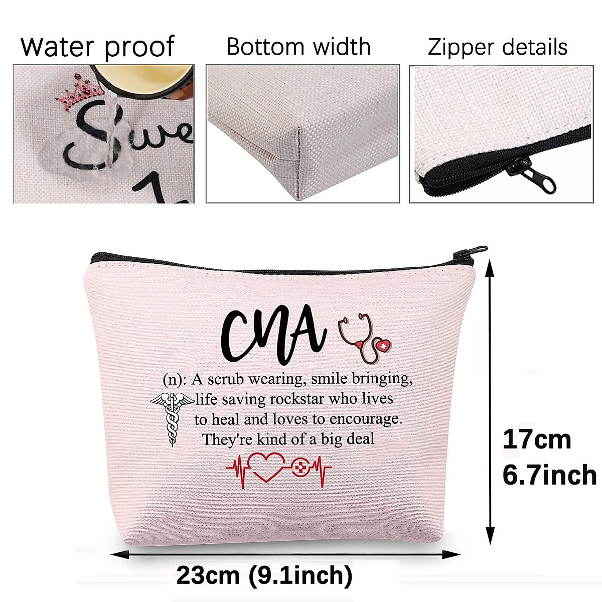 CMNIM CNA Gift Bags Certified Nursing Assistant Gifts Makeup Bag CNA Student Gifts Nursing Cosmetic Bag Zipper Pouch Who Lives To Heal And Love To Encourage (CNA Cosmetic Bag Pink)