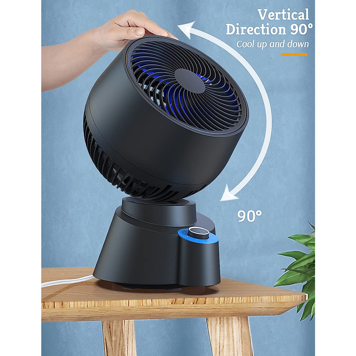 Air Circulator Whole Room Fan, Oscillating Fan, Super Quiet Powerful Wind, Energy-Saving, Table Desk Floor Fan in Bedroom ,Office with 3 Wind Speeds and Auto Oscillating