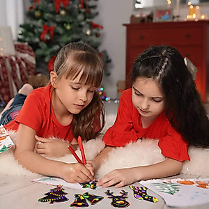 DIYASY Christmas Scratch Art Paper,48 Pcs Crafts Kits Magic Rainbow Scratch Cards for Xmas Tree Ornaments and Kids Birthday Decoration