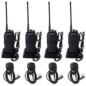 Retevis RT1 Handheld Radios Two Way Long Range,Strong Penetration 2 Way Radio with 3000mAh Rechargeable,VOX Adjustable Professional Walkie Talkies with Earpiece and Mic Set(4 Pack)