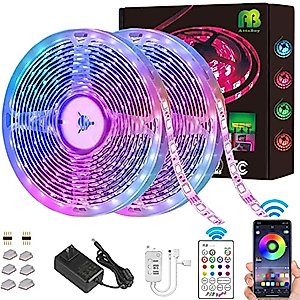 AB AttaBoy Led Strip Lights 65.6ft,Bluetooth App Control 5050 RGB LED Lights Strip Color Changing Rope Lights Sync to Music with IR Remote for TV, Party,Bedroom,Home Decoration Tape Lights