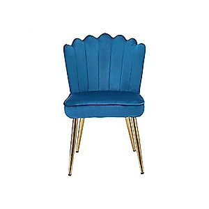 CangLong Velvet Accent Chair for Living Room/Bed Room/Guest Room, Upholstered Mid Century Modern Leisure Chair with Metal Legs Guest Chair Vanity Chair, Teal Blue
