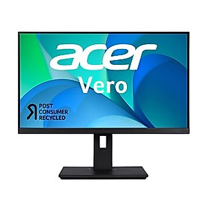 Acer Vero BR247Y bmiprx 23.8” FHD IPS Zero-Frame Monitor with Adaptive-Sync | 75Hz Refresh Rate | 4ms | EPEAT Silver | Made with Post-Consumer Recycled (PCR) Material (Display Port, HDMI 1.4 & VGA)