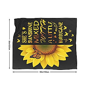 Sunflower Butterfly Blanket Soft Warm Lightweight Cozy Plush Throw Blanket Bed Couch Sofa Office Decor 50"x60" Gifts for Women…