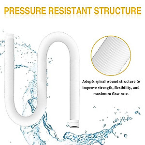 Pool Pump Replacement Hose, Vacuum Cleaner Hose Set, 1.25" Diameter Accessory 59" Long Pool Filter Pump Hose for Pump Models 330 GPH, 530 GPH, 1000 GPH, 607, 637 above Ground Pools