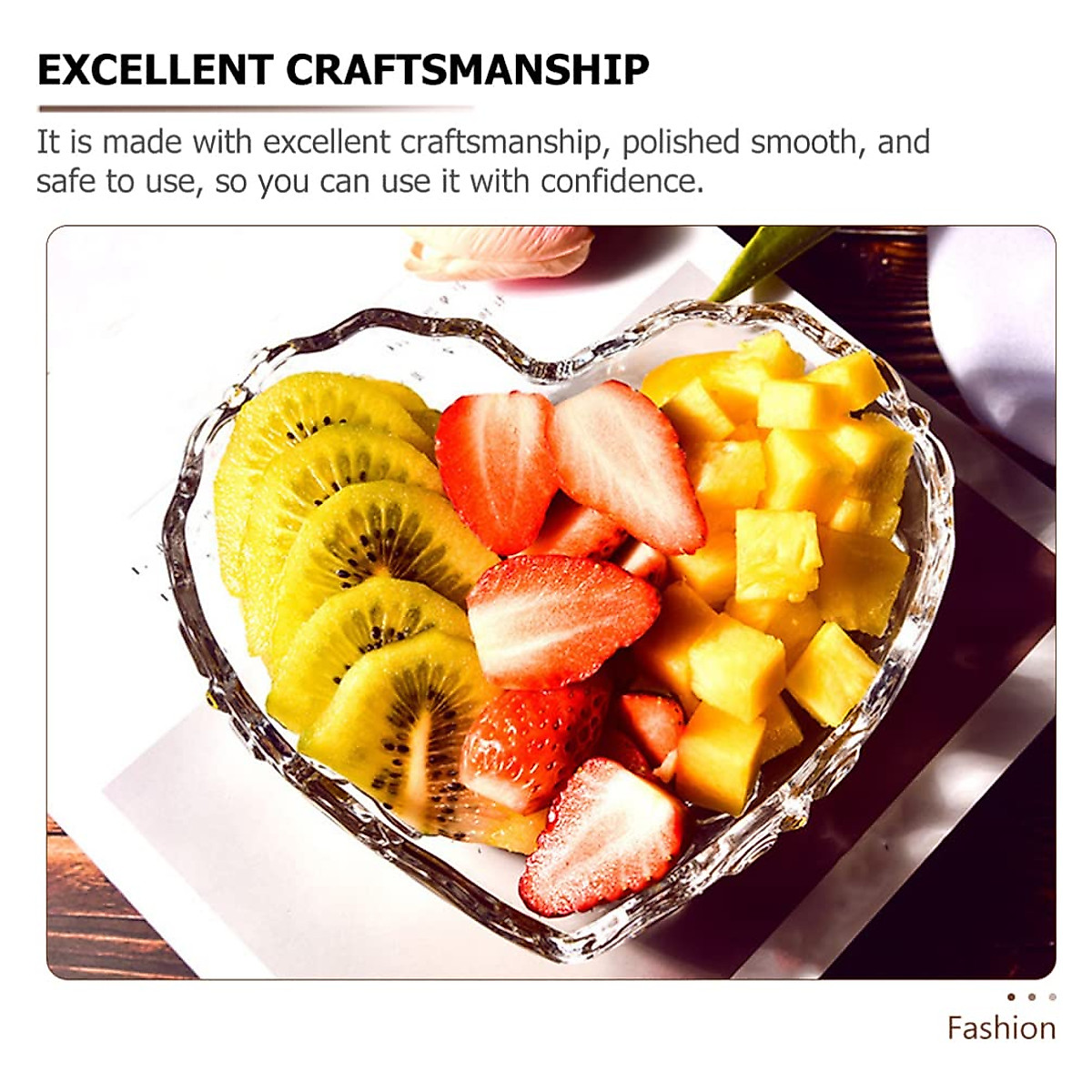 Didiseaon Heart-shaped Snack Plate Fruit Melon Plate Transparent Salad Bowl Heart Food Serving Tableware