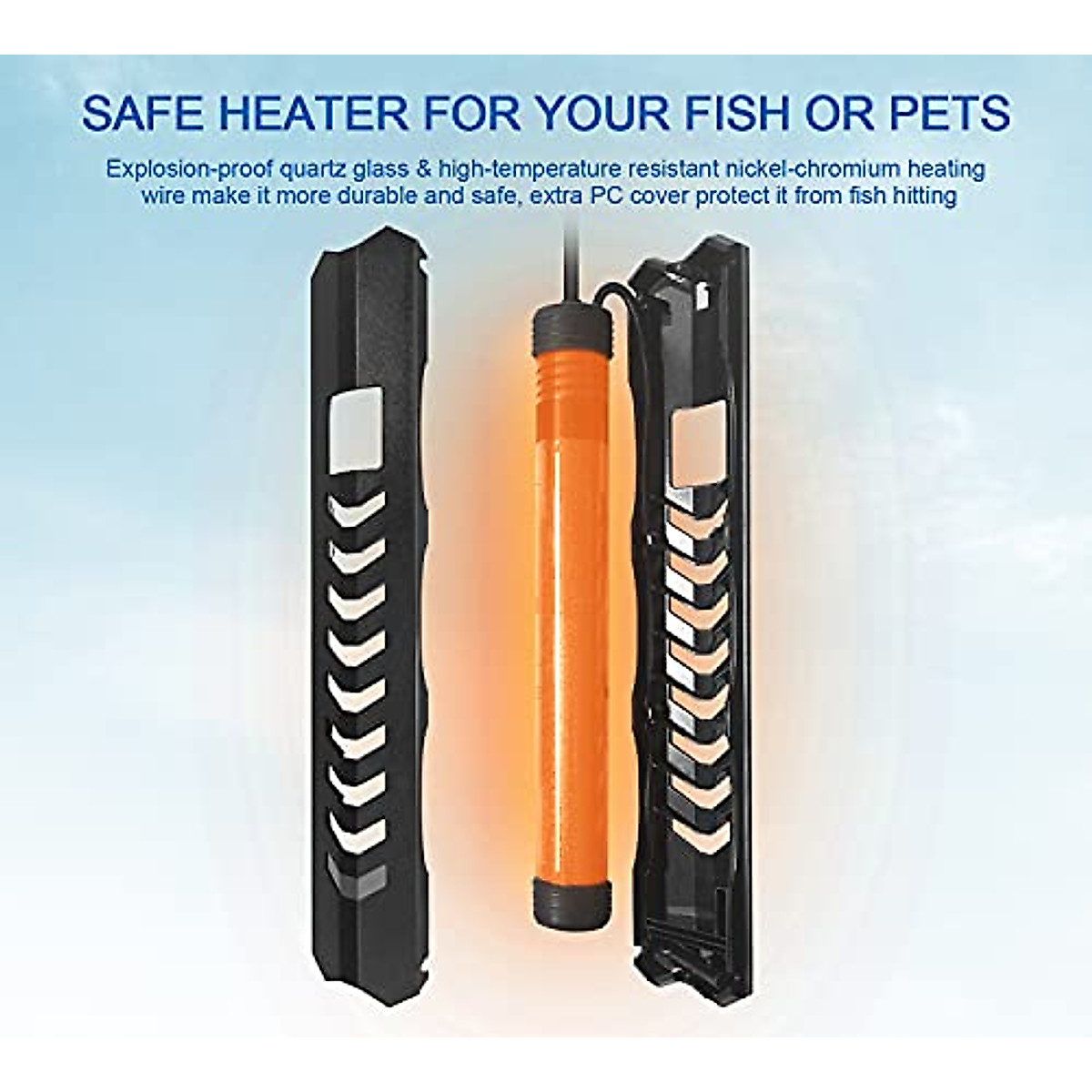 JamgoZoo Aquarium Heater with Thermostat: 100W/200W/300W/500W Fish Tank Heater, 200W Submersible Fresh & Saltwater Heater for Fish Tank with External Temperature Smart LED Display Controller