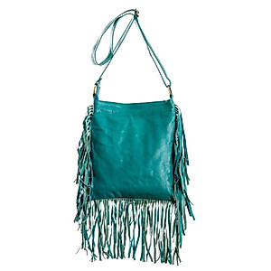 Turquoise Boho Bag | Real Leather | Fringe Purse | Bohemian Bags | Hobo Tote Handbag