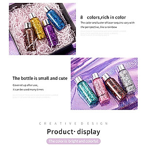 HANDAIYAN Holographic Body Glitter Gel Nail Hair Body Face Eye Shadow Mermaid Sequins Chunky Glitter Festival Glitter Makeup for Body, Face, Hair Makeup (01 Silver)