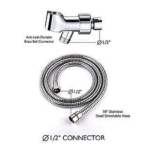 GRICH High Pressure Shower Head with Handheld, 6 Spray Modes/Settings Detachable Shower Head with Stretchable 59" 304 Stainless Steel Hose and Multi Angle Adjustable Shower Bracket