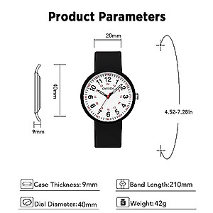 CNYXCN Waterproof Nurse Watch for Nurses,Doctors,Medical Professionals,Students,Women,Men with Easy to Read Dial,12/24 Hour Display,Black Silicone Band.