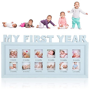 Oumefar My First Year Baby Picture Frame Modern Commemorative Picture Frame Lovely Family Christmas Anniversary Baby Footprint Kit for Room Decor
