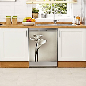 Botanical Dishwasher Magnet Cover Calla Lilies Magnetic Refrigerator Stickers Decorative Appliance Cover Fridge Panels Metal Door Garage 23x26in