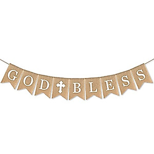God Bless Baptism Banner, First Communion,Communion Party Banner, Christening Decoration Kit for Wedding, Baby Shower Party